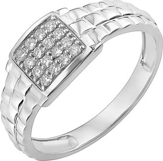 Edenly Ring Dämmerschein - Siegelring mit Gliederoptik - 18 Karat Weißgold und Diamanten