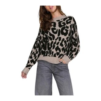 Jacqueline de Yong Jacqueline de Yong, Femme, Pulls, Multicolore, Taille: 42 FR Pull Tricot Col Rond Motif L&eacute;opard