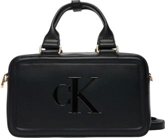 Calvin Klein Femme, Sacs, Noir, Taille: ONE Size Sac &agrave; main avec fermeture &eacute;clair et bandouli&egrave;re