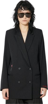Fiorucci Femme, Vestes, Noir, Taille: 36 FR Blazer Double-Bouton Brod&eacute;
