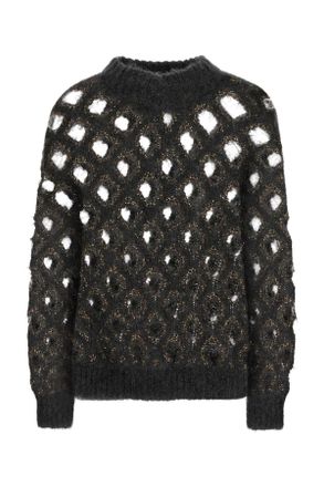 Brunello Cucinelli Polka-Dot Mohair Blend Sweater - Gray
