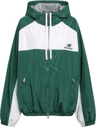 Miu Miu Technische Popeline Kapuzenjacke - - Sport - Damen - Gr&uuml;n - S