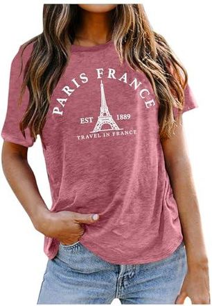 Generic 2025 - T-shirt de voyage pour femme avec motif Tour de France pour le yoga et lentraînement, rose, XXL
