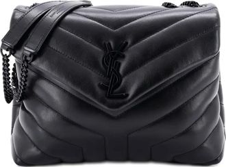 Saint Laurent Loulou Matelasse Chevron Leather Small shoulder bag - Schwarz