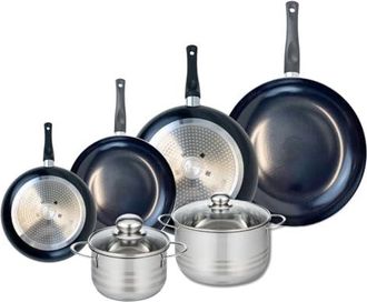 Fackelmann ELO 9753950 Batterie de cuisine 6 pi&egrave;ces, Ensemble de 4 Po&ecirc;les de cuisson 20, 24, 28 et 32 cm et 2 faitouts 16 et 20 cm Elo Prima Brillant, inox, indu
