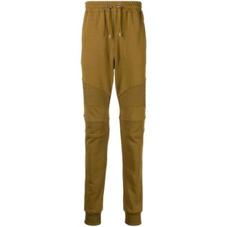 Balmain Gerippte Gr&uuml;ne Flock Sweatpant - - Trousers - Herren - Gr&uuml;n - XL