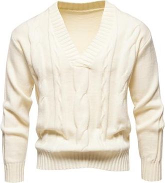 Generic Pull à col roulé pour homme, pull en tricot fin doux à manches longues, col montant, pull à col roulé, chaud pour lautomne, coupe ajustée, beige, XL