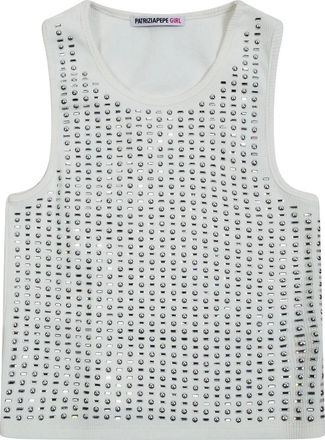 Patrizia Pepe Femme, Tops, Blanc, Taille: 46 FR Canotta strass