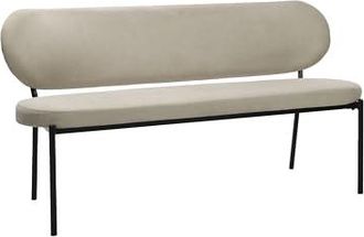 Byliving Bank Jersey/Webstoff Taupe/Gestell Metall schwarz/Sitzbank mit Rückenlehne/Küchenbank/Esszimmerbank/Polsterbank/B 160, H 82, T 62 cm