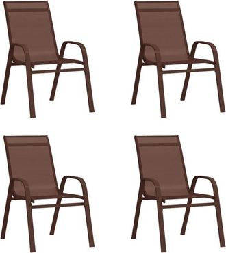 vidaXL Vidaxl - Chaises empilables de jardin 4 pcs Marron Tissu textilène