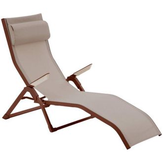 Hesperide Liegestuhl Decima beige Leinen Mahagoni - Hesp&eacute;ride