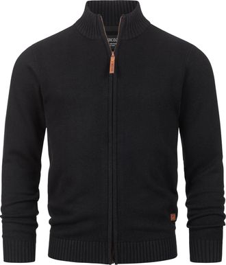 Indicode Herren INLut Strickjacke mit Stehkragen und Reißverschluss | Cardigan Feinstrickjacke für Männer Black, XXL