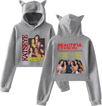 Generic KATSEYE 2025 La Tour du Beau Chaos - Merchandise avec Oreilles de Chat - EYEKONS - Sweat &agrave; Capuche pour Femme - Pullover Sweatshirt de Mode pour Fans 