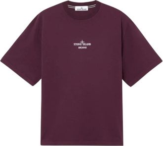 Stone Island Homme, Tops, Rouge, Taille: 2XL T-shirt Amaranth