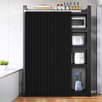 Generic Ma&szlig;gefertigte, Selbstklebende Staubschutzvorh&auml;nge f&uuml;r Kleiderschr&auml;nke, geeignet f&uuml;r K&uuml;chen, Schr&auml;nke -Black- W110cmxH80cm