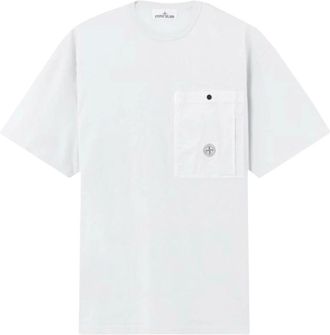 Stone Island Homme, Tops, Blanc, Taille: 3XL Combed Cotton Jersey T-Shirt
