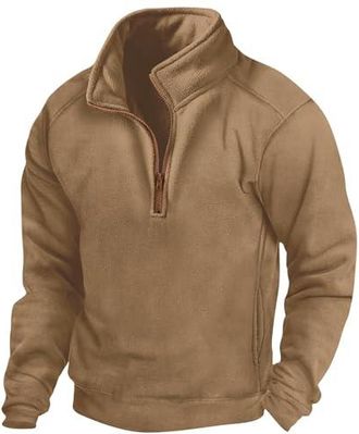 Generic Pull &agrave; capuche en polaire pour homme | Sweatshirt militaire &agrave; demi-fermeture &eacute;clair | Vestes en polaire tactique pour le plein air, pulls de combat, c