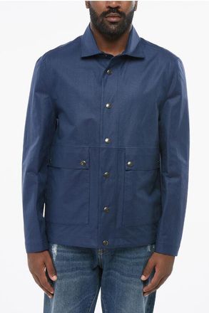 Brunello Cucinelli Linen Blend Overshirt with Snap Buttons size 46