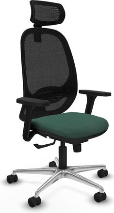 Piqueras y Crespo B&uuml;rostuhl mit Rollen von Cilanco, 3D-Armlehnen, h&ouml;henverstellbare Lendenwirbelst&uuml;tze und Kopfteil, h&ouml;henverstellbar und neigbar, Schwarz/Flaschengr&uuml;n