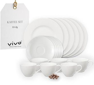 like. by Villeroy & Boch vivo by Villeroy & Boch Group Basic White Service à café, 18 pièces, Porcelaine Premium, Blanc
