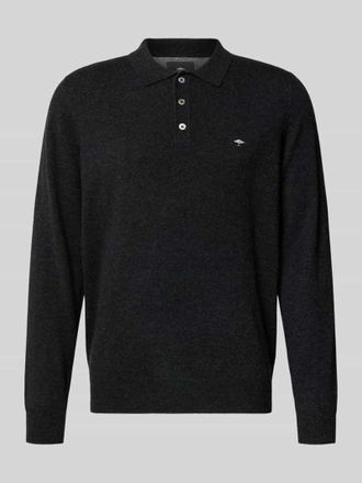 Fynch-Hatton Poloshirt aus Merino-Kaschmir-Mix mit Label-Stitching