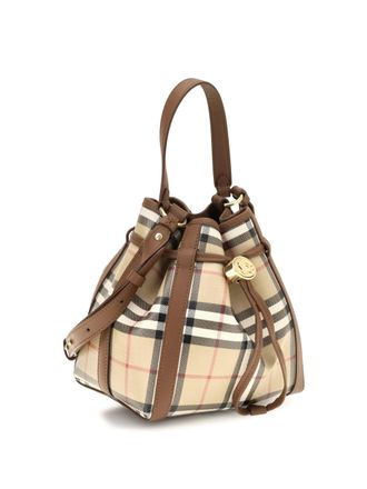 Burberry Womens Mini Check Bucket Bag Archive Beige Calf Leather Bos Taurus