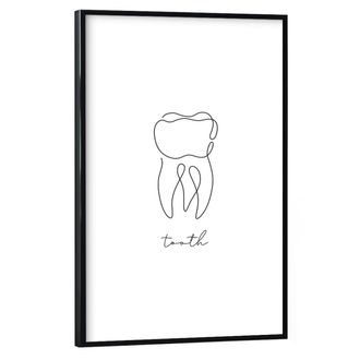 artboxONE Poster mit schwarzem Rahmen 60x40 cm Menschen Linie des Zahnstifts - Bild Zahn Gesundheit interne