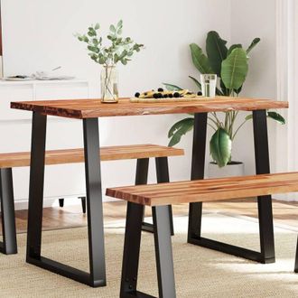 vidaXL Vidaxl - Table &agrave; manger 110x70x75 cm bois dacacia solide &agrave; bord vif
