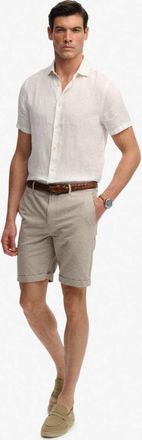 Superdry Premium - Strukturierte Chino-Shorts in Hellbraun mit Hahnentrittmuster-Neutral