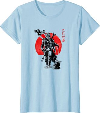 Star Wars The Mandalorian The Child Red Sun Ink Portrait T-Shirt