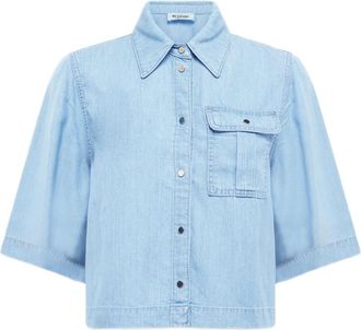 Blugirl Femme, Blouses et Chemises, Bleu, Taille: 40 FR Chemise Boxy en Lyocell Denim