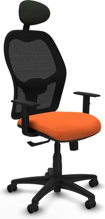 Piqueras y Crespo 8H B&uuml;rostuhl mit 1D-Armen, h&ouml;henverstellbare Lendenwirbelst&uuml;tze und festes Kopfteil, ausgestattet mit 3 Positionen und Schneidschaum, Schwarz/Orange