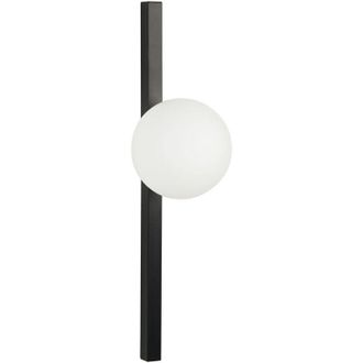 Beliani Lampe Applique Murale avec 1 Lumi&egrave;re en M&eacute;tal et Verre Noir Tige Unique Isabella