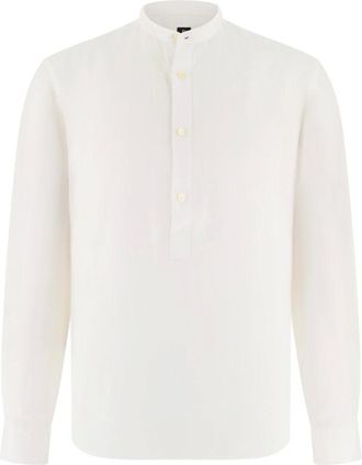Boggi Milano Homme, Chemises, Blanc, Taille: XL Chemise en lin coupe classique