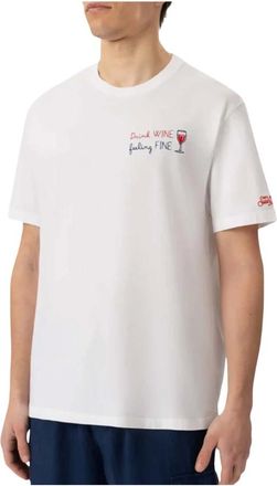 Saint Barth Homme, Tops, Blanc, Taille: M Blanc Vin Fine T-Shirt