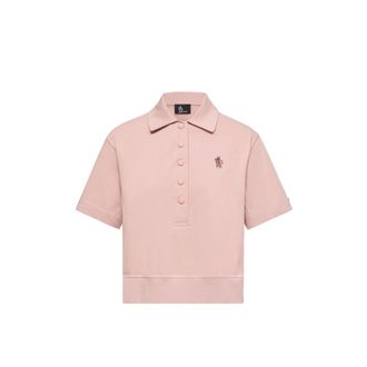 Moncler Moncler Polo En Coton &Agrave; Empi&egrave;cement Logo, Femme, Rose, Taille: L