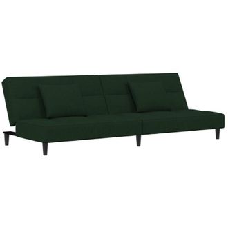 vidaXL Schlafsofa 2-Sitzer mit 2 Kissen Dunkelgr&uuml;n Samt - Vidaxl