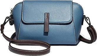 Generic Petit sac &agrave; bandouli&egrave;re pour femme en cuir v&eacute;ritable, sac &agrave; main tendance et d&eacute;contract&eacute; avec poches lat&eacute;rales, bleu, Small