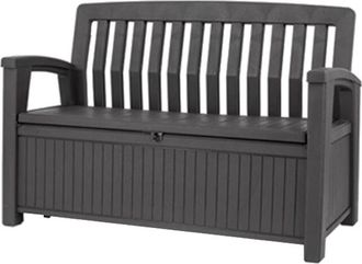 Keter Banc de jardin avec Coffre de rangement en resine r&eacute;sistant aux intemp&eacute;ries, verrouillable, Graphite - 227L - 132x61.2x89 cm - Keter