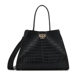 Kazar Femme, Sacs, Noir, Taille: ONE Size Sac &agrave; main en cuir noir emboss&eacute;