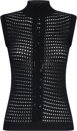 John Richmond Femme, Pulls, Noir, Taille: 40 FR Gilet en Maille Perfor&eacute;e