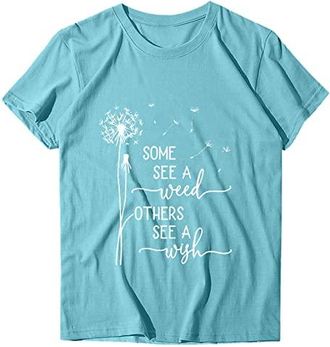 Generic T-shirt d&eacute;t&eacute; &agrave; manches courtes d&eacute;contract&eacute; pour femme - Hauts d&eacute;t&eacute; - Hauts de baseball - T-shirt d&eacute;contract&eacute; - V&ecirc;tements pour adolescentes et filles, 