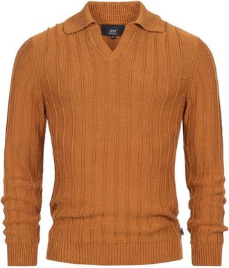 JEFF Strickpullover Herren JFTruman polo Pullover Herrenpullover Polostrick-Pullover mit Kragen und feiner Rippstruktur