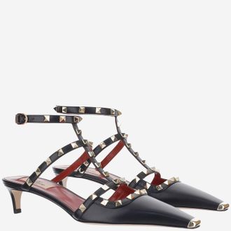 Valentino Garavani Womens Rockstud Leather Pumps Black