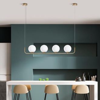 Opviq Elegant Gold Chandelier, Adjustable Height 20-110 cm, Metal Body, 4 x E14 Sockets, 15 cm Cap Diameter, Perfect for Modern Living Spaces, IP27 Rated