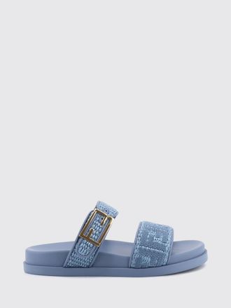 Fendi Sandales Feel en raphia &agrave; talon bas avec monogramme FF incrust&eacute;