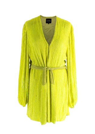Retrof&ecirc;te Neon Green Gabrielle Sequin Wrap Dress Size S