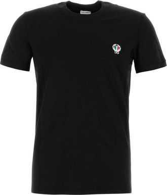 Dolce & Gabbana Homme, Tops, Noir, Taille: 2XL T-shirt en coton