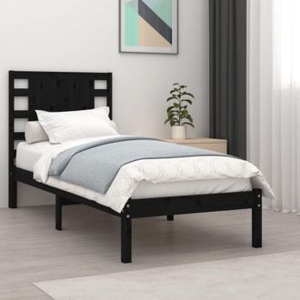 vidaXL Cadre de lit Noir Bois de pin massif 100x200 cm Vidaxl