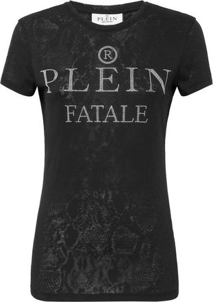 Philipp Plein Femme, Tops, Noir, Taille: 36 FR T-Shirt Col Rond